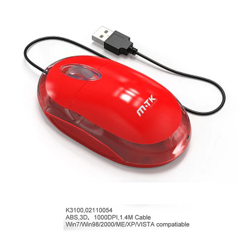 K3100 - Mouse óptico USB Rojo MTK