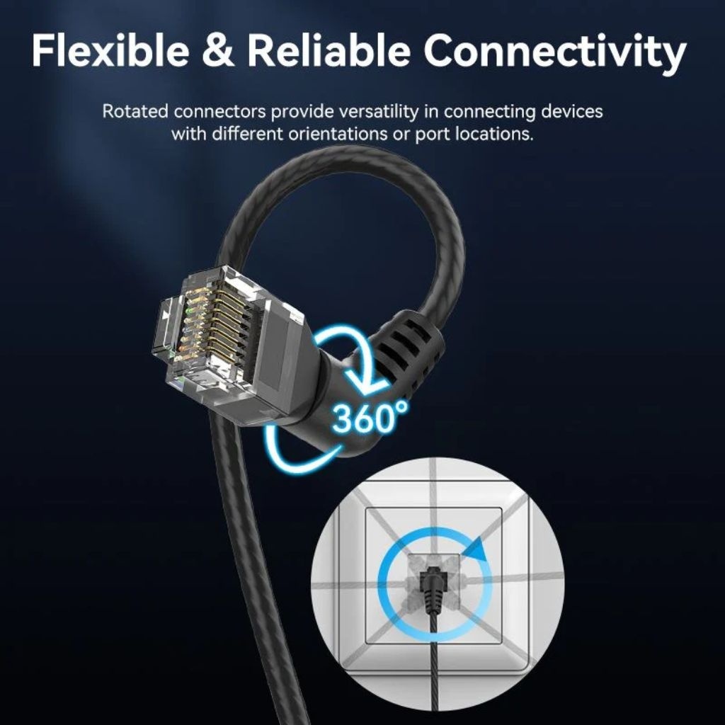 Cable de Red Cat.6 UTP Angulo Recto / Giro 360°/ 1.5M / Gris IBOHG Vention
