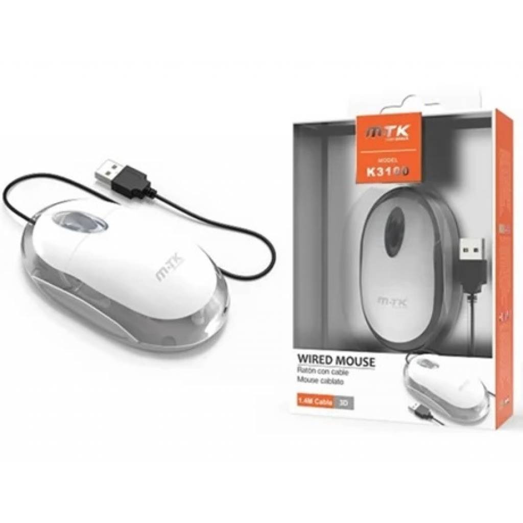 K3100 - Mouse óptico USB Blanco MTK