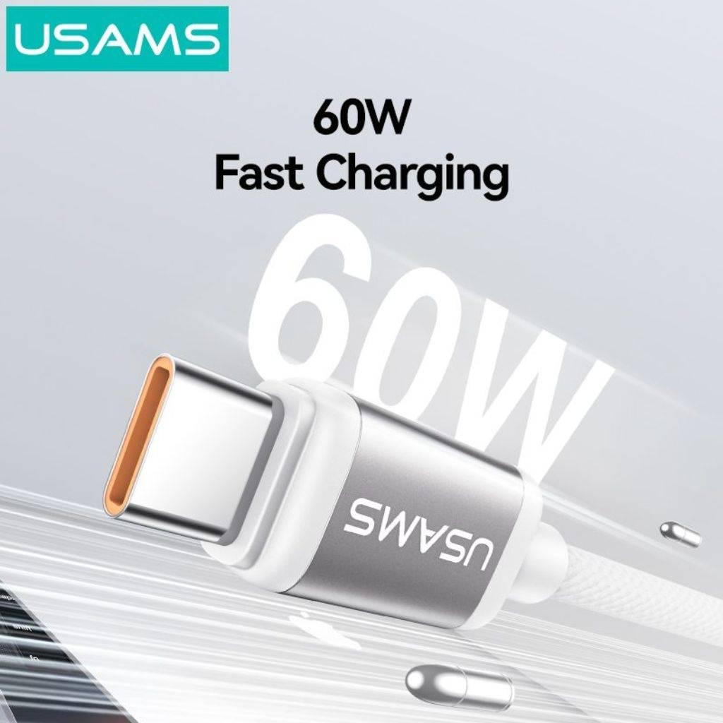 Cable de Datos USB C a Tipo C Bicolor PD 60W 1.2M Blanco/Negro SJ756 USAMS