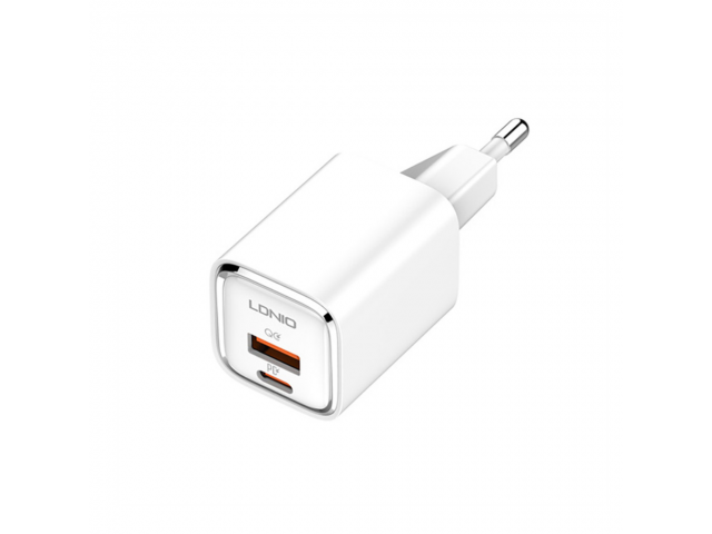 Cargador Pared A2317C USB C a Tipo C 30W PD/QC3.0 Carga Rápida Blanco LDNIO